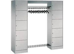 4025314670431 - C+P Offene Garderobe Serie 8070 H1950xB1870xT480mm Korpus Weißaluminium Fronten Weißaluminium