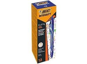 3086123498303 - Gelschreiber BIC Gel-ocity Quick Dry Druckmechanik gummierter Schaft Strichstärke 03 mm 12 Stück Schreibfarbe blau