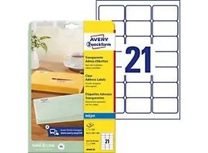 4004182235362 - AVERY Zweckform Abziehhilfe QuickPEEL Adressetiketten J8560-25 Selbsthaftend DIN A4 Transparent 635 x 381 mm 25 Blatt à 21 Etiketten