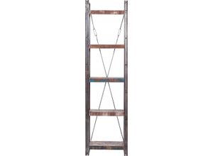 4048559340006 - Regal Titan braun (antik) Regale B H T 55cm x 200cm x 40cm Metall Massivholz Antik-Look Standregal im Industrial Design B55cm H200cm T40cm