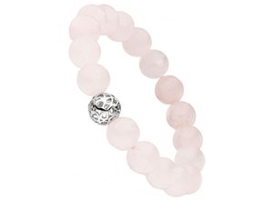 4061861163842 - Armband JOBO Armbänder Gr Silikon rosa Damen mit Rosenquarz und 925 Silber