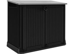 4011964617704 - Aufbewahrungsbox KETER Store It Out MIDI 880L Aufbewahrungsboxen Gr B H T 132 cm x 1135 cm x 715 cm grau (grau schwarz) Mülltonnenbox in Holzoptik