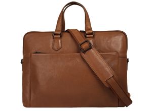 4260543052225 - Aktentasche X-ZONE Damen Gr B H T 35cm x 30cm x 4cm onesize braun (cognac) Leder leicht glänzend unifarben Taschen echt Leder