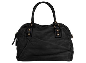 4262427391048 - Shopper SAMANTHA LOOK Damen Gr B H T 37cm x 26cm x 13cm onesize schwarz Leder leicht glänzend unifarben Taschen echt Leder Made in Italy