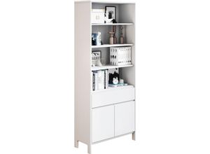4067474568050 - Regal HOME AFFAIRE Luven weiß B82cm H192cm T34cm Massivholz Regale Bücherregal Büroregal Breite 82 cm Massivholz