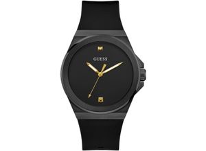 0091661544422 - Quarzuhr GUESS VINYL Armbanduhren schwarz Herren Armbanduhr Herrenuhr Silikonarmband Mineralglas analog