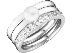 4068222435228 - Ring-Set FIRETTI Multipack Schmuck Geschenk Silber 925 Fingerringe Fingerringe Gr 16 Silber 925 (Sterlingsilber)-Perlen 74 mm weiß (silberfarben kristallweiß weiß kristallweiß) Damen mit Zirkonia (synth) - Süßwasserzuchtperle