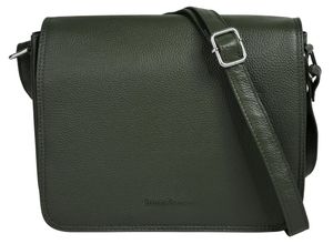 4262434215740 - Umhängetasche BRUNO BANANI Damen Gr B H T 24cm x 19cm x 7cm onesize grün (oliv) Leder leicht glänzend unifarben Taschen echt Leder