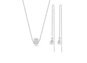 4050878557799 - Schmuckset ELLI Collier Hänger Kristalle 925 Silber Schmuck-Sets Gr OneSize silberfarben (silber weiß) Damen Schmucksets