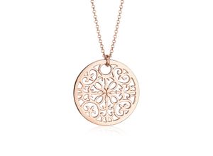 4050878501464 - Kette mit Anhänger ELLI Ornament Symbol Rund 925 Silber Halsketten Gr 70 mit Steinen Silber 925 (Sterlingsilber) Länge 70 cm rosegold Damen Ketten mit Anhänger