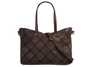 4262427392137 - Shopper SAMANTHA LOOK Damen Gr B H T 40cm x 28cm x 10cm onesize braun Leder Taschen echt Leder Made in Italy
