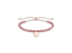 4051245487473 - Armband THOMAS SABO rosa Perlen mit Herz roségold A1985-813-9-L20V A1985-893-9-L20V Armbänder Gr 20 Silber 925 (Sterlingsilber)-Nylon rosegold (roségoldfarben pink pink) Damen Trachtenmode mit Rosenquarz oder Jaspis