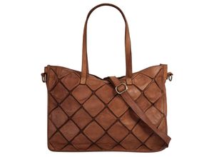4262427392113 - Shopper SAMANTHA LOOK Damen Gr B H T 40cm x 28cm x 10cm onesize braun (cognac) Leder Taschen echt Leder Made in Italy