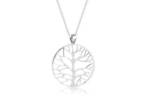 4056261044914 - Kette mit Anhänger Lebensbaum Symbol Baum 925 Silber Halsketten Gr 80 ohne Stein Silber 925 (Sterlingsilber) Länge 80 cm silberfarben (silber) Damen Ketten mit Anhänger