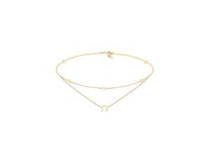 4050878573430 - Collier ELLI Choker Layer Halbmond und Sterne 925er Silber Halsketten Gr 36 ohne Stein Silber 925 (Sterlingsilber) Länge 36 cm goldfarben (gold) Damen Colliers Halsschmuck