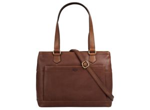 4262427391611 - Shopper PIKÉ Damen Gr B H T 33cm x 25cm x 11cm onesize braun Leder leicht glänzend unifarben Taschen echt Leder