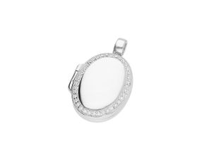 4007810710002 - Medallion-Anhänger GIORGIO MARTELLO MILANO Medaillon oval mit Zirkonia Silber 925 Schmuckanhänger Gr Onesize Silber 925 (Sterlingsilber) silberfarben (silber) Damen Anhänger