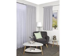 4056751405751 - Gardine HOME BASICS SANDO Set Gr 5 grau Gardinen Kinder 245cm Multifunktionsband 450cm Polyester Fertigschal blackout B450cm H245cm