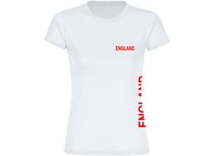 4068859209766 - multifanshop Damen T-Shirt - England - Brust & Seite - Druck rot - Frauen