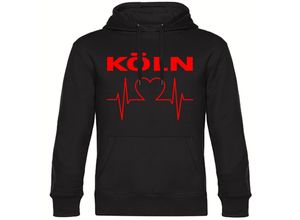 4068859111205 - multifanshop Kapuzen Sweatshirt - Köln - Herzschlag - Druck rot - Hoodie