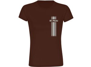 4068859194529 - multifanshop Damen T-Shirt - St Pauli - Streifen - Druck weiß - Frauen