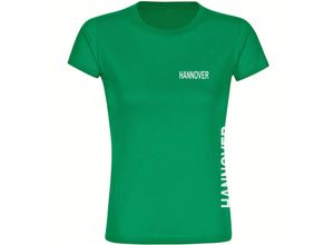 4068859166526 - multifanshop Damen T-Shirt - Hannover - Brust & Seite - Druck weiß - Frauen