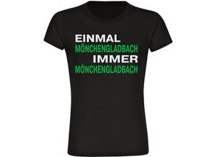 4068859180874 - multifanshop Damen T-Shirt - Mönchengladbach - Einmal Immer - Druck grün - Frauen