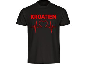 4068859470111 - multifanshop Herren T-Shirt - Kroatien - Herzschlag - Druck rot - Männer