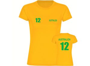 4068859277390 - multifanshop Damen T-Shirt - Australien - Trikot Nummer 12 - Druck grün - Frauen