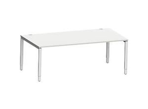 4250510843611 - Genius Schreibtisch Modena Flex Rechteck 4-Fuß Rechteckrohr B 2000 x T 1000 x H 650-850 mm lichtgrau weißaluminium