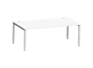 4250510936757 - Genius Schreibtisch Modena Flex Rechteck 4-Fuß Rechteckrohr B 2000 x T 1000 x H 650-850 mm weiß weißaluminium