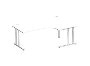 4250510936115 - Select Winkelschreibtisch COMBITEC 90° Winkel rechts C-Fuß B 2000 x T 1200 800 x H 677-817 mm weiß weißalu