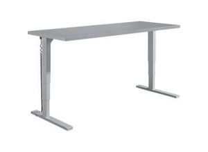 4260238827213 - Genius Schreibtisch Elements elektrisch höhenverstellbar Rechteck C-Fuß B 2000 x T 800 x H 645-1300 mm silber weiß + Technikeinbau