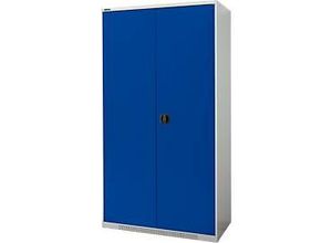 4051273768681 - Genius Flügeltürenschrank FS Stahl mit Belüftungslöchern B 1055 x T 520 x H 1950 mm 5 OH Lichtgrau Enzianblau bis 500 kg