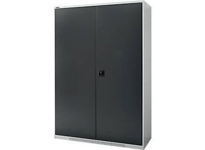 4051273768636 - Genius Flügeltürenschrank FS Stahl mit Belüftungslöchern B 1343 x T 520 x H 1950 mm 5 OH Lichtgrau Anthrazitgrau bis 750 kg