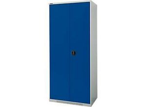 4051273768742 - Genius Flügeltürenschrank FS Stahl mit Belüftungslöchern B 810 x T 520 x H 1950 mm 5 OH Lichtgrau Enzianblau bis 300 kg