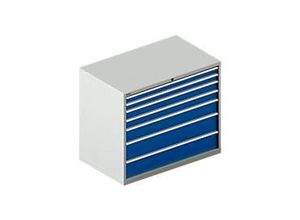 4051273685469 - Select Schubladenschrank 64-36 7 Schübe bis 75 kg B 1193 x T 725 x H 1000 mm lichtgrau enzianblau