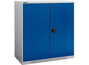 4051273768476 - Genius Flügeltürenschrank FS Stahl mit Belüftungslöchern B 1055 x T 520 x H 1105 mm 3 OH Weißalu Enzianblau bis 300 kg