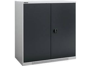 4051273768483 - Genius Flügeltürenschrank FS Stahl mit Belüftungslöchern B 1055 x T 520 x H 1105 mm 3 OH Weißalu Anthrazitgrau bis 300 kg