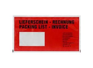 4250510909249 - Dokumententasche Debatin DEBAPAC® PCR Lieferschein Rechnung DIN lang selbstklebend PCR-Polyethylen rot 250 Stück