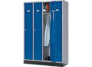 4051273616906 - Kleiderspind 4 Abteile Sockel Drehriegelverschluss 84 kg blau hellsilber