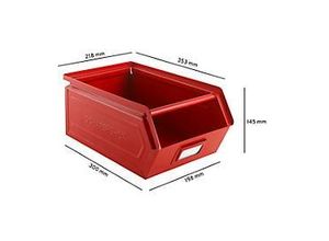 8697837515542 - Select Sichtlagerkasten mit Tragestab Stahl L 355 x B 210 x H 151 mm 85 l 60 kg RAL 3000 (feuerrot)