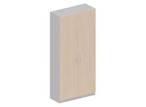 4051273728463 - Genius Garderobenschrank TETRIS SOLID 6 Ordnerhöhen 1 Fachboden Kleiderstange abschließbar B 1000 x T 412 x H 2239 mm weißalu Ahorn