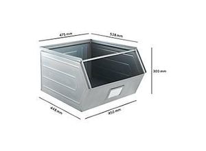 8697837515825 - Select Sichtlagerkasten mit Tragestab L 550 x B 458 x H 300 mm 60 l 130 kg Stahl galvanisch verzinkt