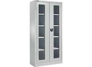 4051273639158 - Select Mehrzweckschrank MSI-ST 2409 mit Sichtfenster 4 Zwischenböden B 950 x T 400 x H 1935 mm Stahl & ESG-Glasscheiben lichtgrau