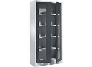 4051273639295 - Select Mehrzweckschrank MSI-ST 2409 mit Sichtfenster 4 Zwischenböden B 950 x T 400 x H 1935 mm Stahl & ESG-Glasscheiben weißaluminum anthrazitgrau