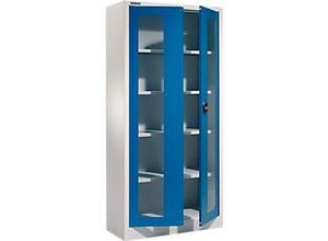 4051273639240 - Select Mehrzweckschrank MSI-ST 2409 mit Sichtfenster 4 Zwischenböden B 950 x T 400 x H 1935 mm Stahl & ESG-Glasscheiben lichtgrau enzianblau