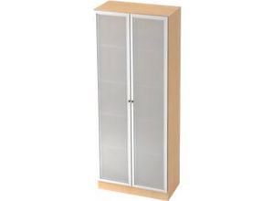 4032062026397 - Aktenschrank mit Glastüren ULM 5 OH B 800 x T 420 x H 2004 mm Ahorn-Dekor