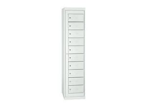 4260610841011 - Wäscheschrank abschließbar mit 10 Fächern Höhe 1800 mm lichtgrau lichtgrau