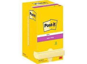 4064035065690 - Post-it Super Sticky Haftnotizen 654-12SS-CY 76 x 76 mm 90 Blatt pro Block Gelb Quadratisch Unliniert 12 Stück